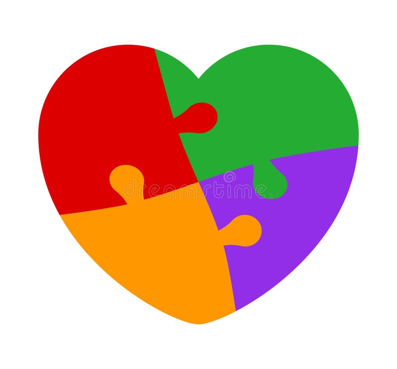 Puzzle Heart Shape Colorful, Jigsaw Game Heart Template, Puzzle Pieces ...