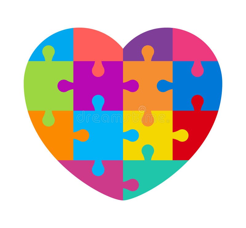 Puzzle Heart Shape Colorful, Jigsaw Game Heart Template, Puzzle Pieces ...
