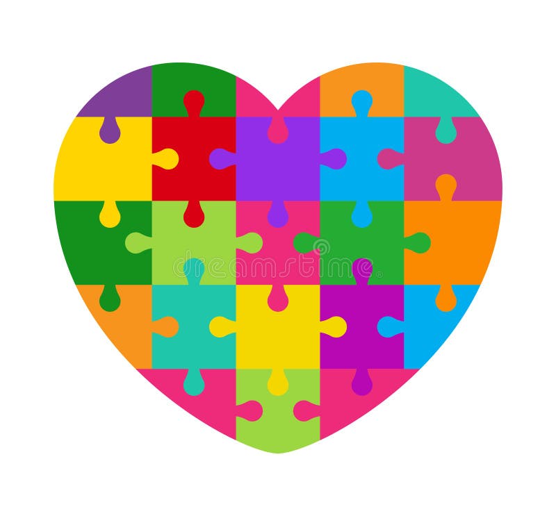 Puzzle Heart Shape Colorful, Jigsaw Game Heart Template, Puzzle Pieces ...