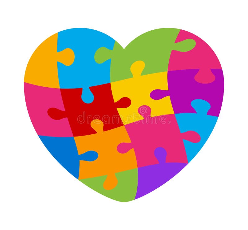 Puzzle Heart Shape Colorful, Jigsaw Game Heart Template, Puzzle Pieces ...