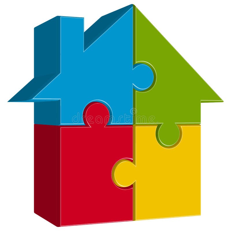 3D puzzle house stock vector. Illustration of design - 41265037