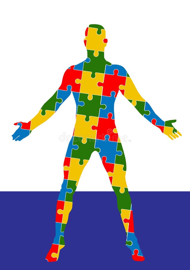Puzzle Human Body. Man Silhouette Stock Illustration - Illustration of ...