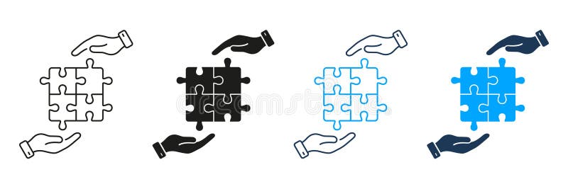 Puzzle and Human Hands Icon. Problem Solving, Strategy, Solution ...