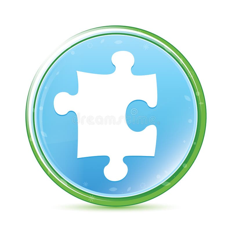 Puzzle Icon Natural Aqua Cyan Blue Round Button Stock Illustration ...