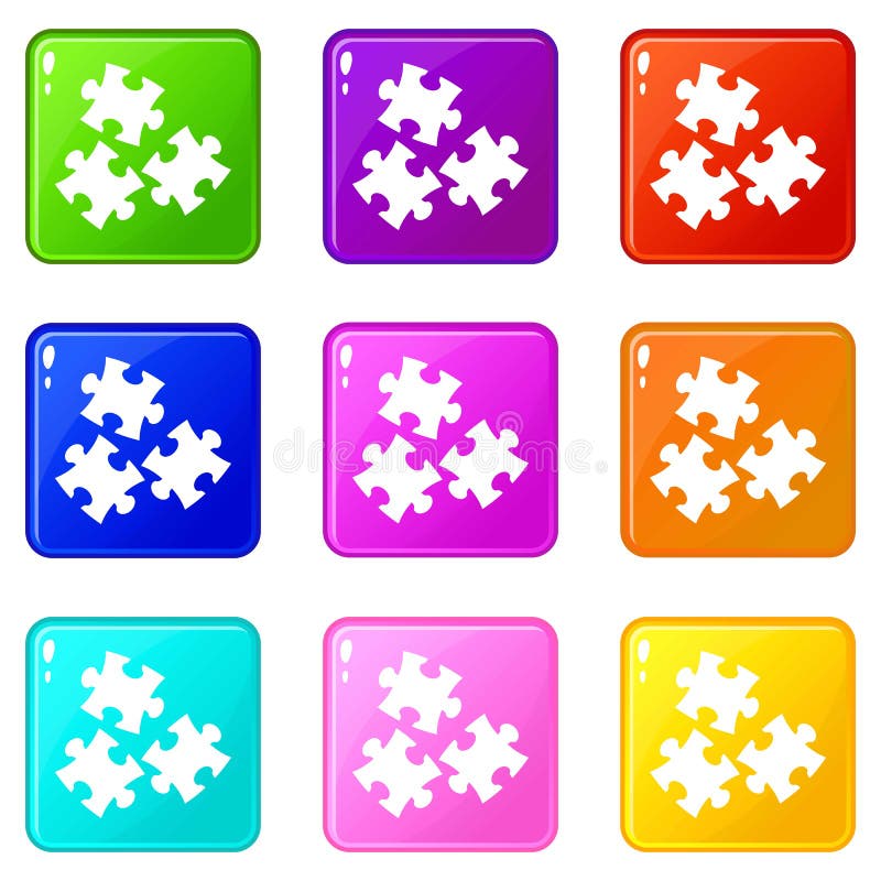 Puzzle icons 9 set stock vector. Illustration of group - 96154683