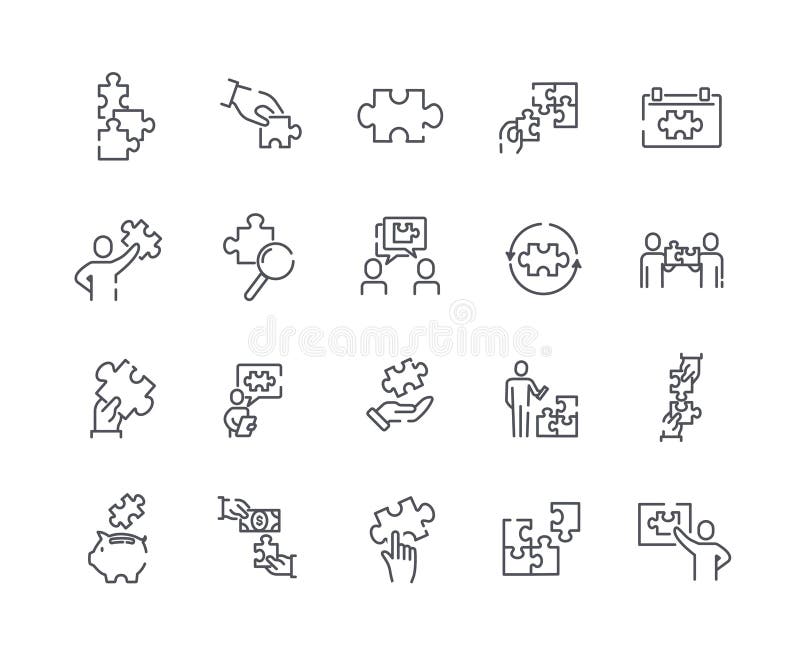Puzzle icons set stock vector. Illustration of simple - 264115714