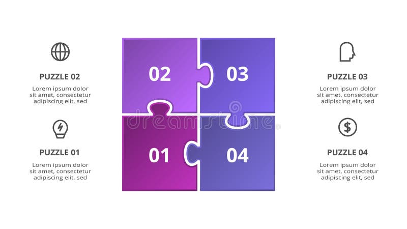 Puzzle Infographic with 4 Elements, Presentations, Vector Illustration ...