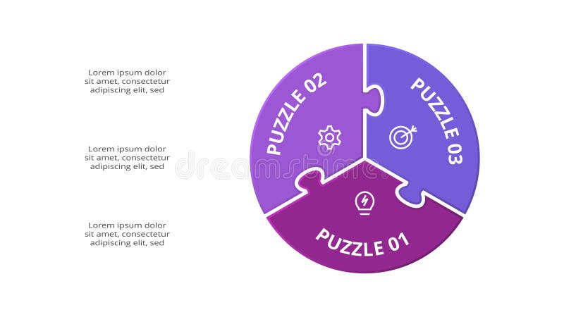 Puzzle Infographic with 3 Elements, Presentations, Vector Illustration ...