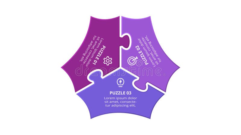 Puzzle Infographic with 3 Elements, Presentations, Vector Illustration ...