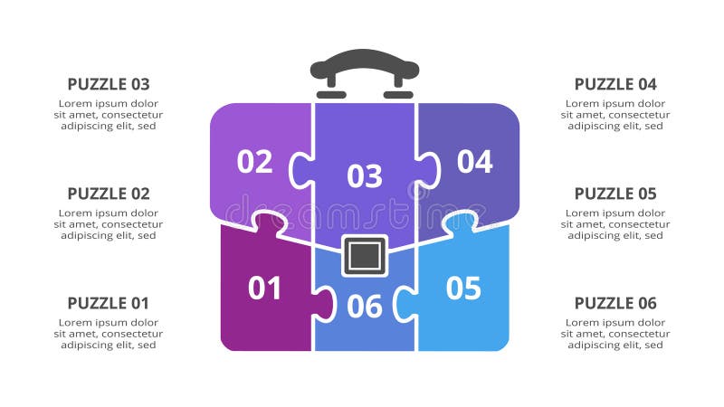 Puzzle Infographic with 6 Elements, Presentations, Vector Illustration ...