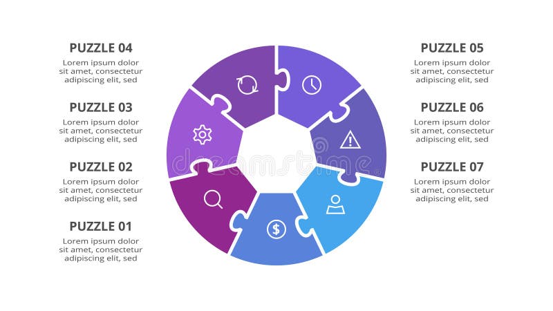 Puzzle Infographic with 7 Elements, Presentations, Vector Illustration ...
