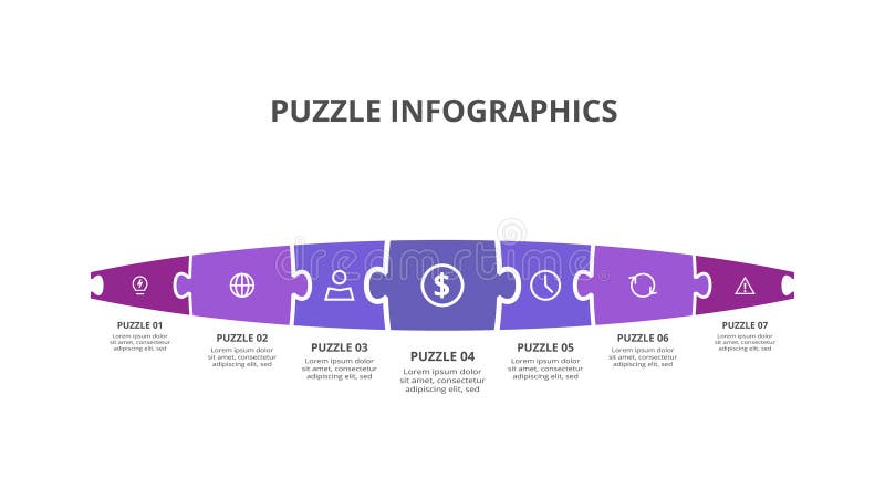 Puzzle Infographic with 7 Elements, Presentations, Vector Illustration ...