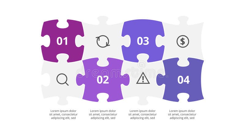 Puzzle Infographic with 4 Elements, Presentations, Vector Illustration ...