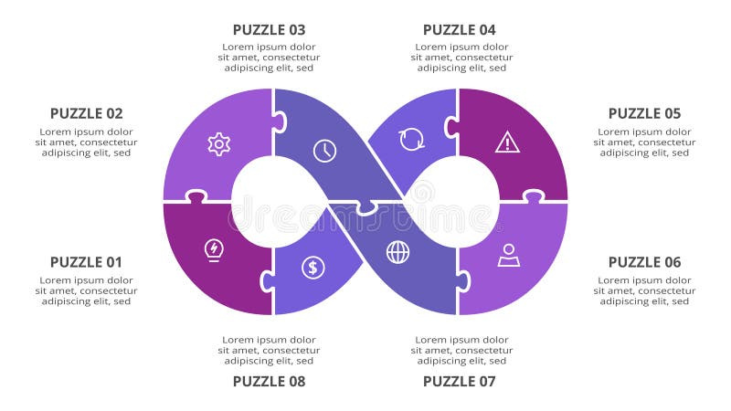 Puzzle Infographic with 8 Elements, Presentations, Vector Illustration ...