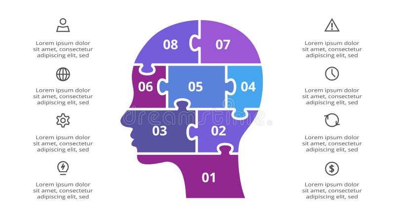 Puzzle Infographic with 8 Elements, Presentations, Vector Illustration ...