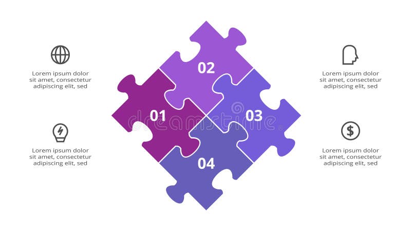 Puzzle Infographic with 4 Elements, Presentations, Vector Illustration ...