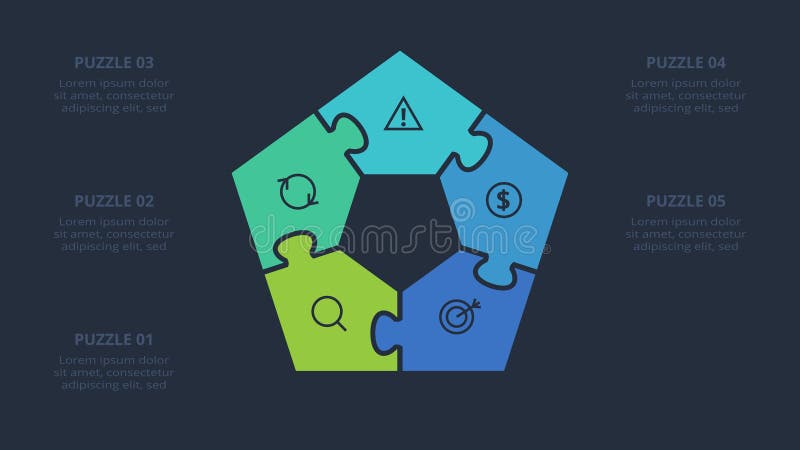 Puzzle Infographic with 5 Elements, Presentations, Vector Illustration ...
