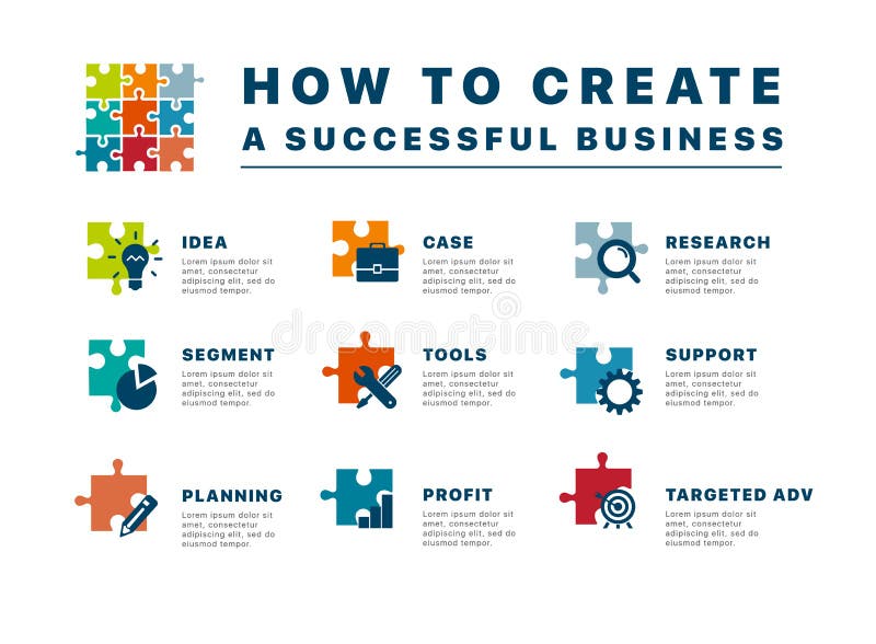 Puzzle Infographics Creating a Successful Business Stock Vector ...