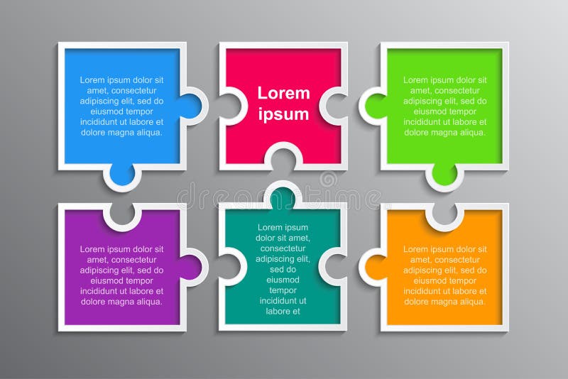 The Puzzle Infographics. Jigsaw Six Steps Puzzle. Stock Vector ...