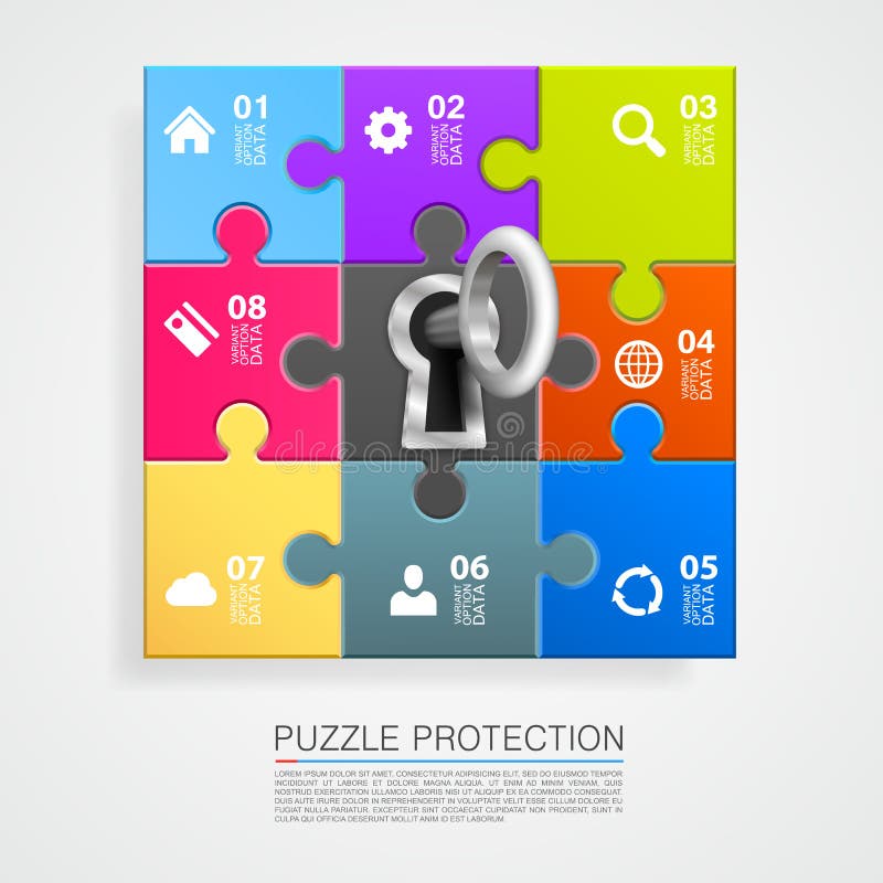 Puzzle Infographics with Key Stock Vector - Illustration of jigsaw ...