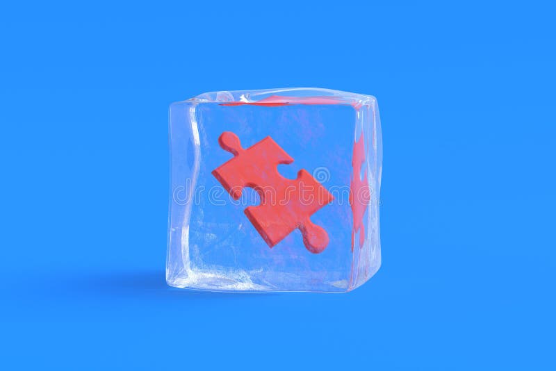 Puzzle Jiggle Piece in Ice Cube Stock Illustration - Illustration of ...