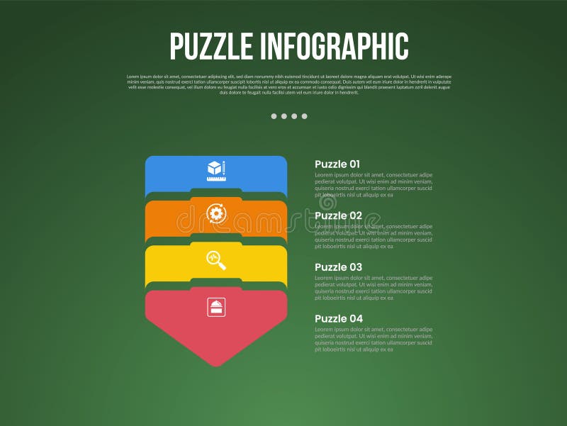 Puzzle or Jigsaw Base Infographic with Arrow Bottom Direction with 4 ...