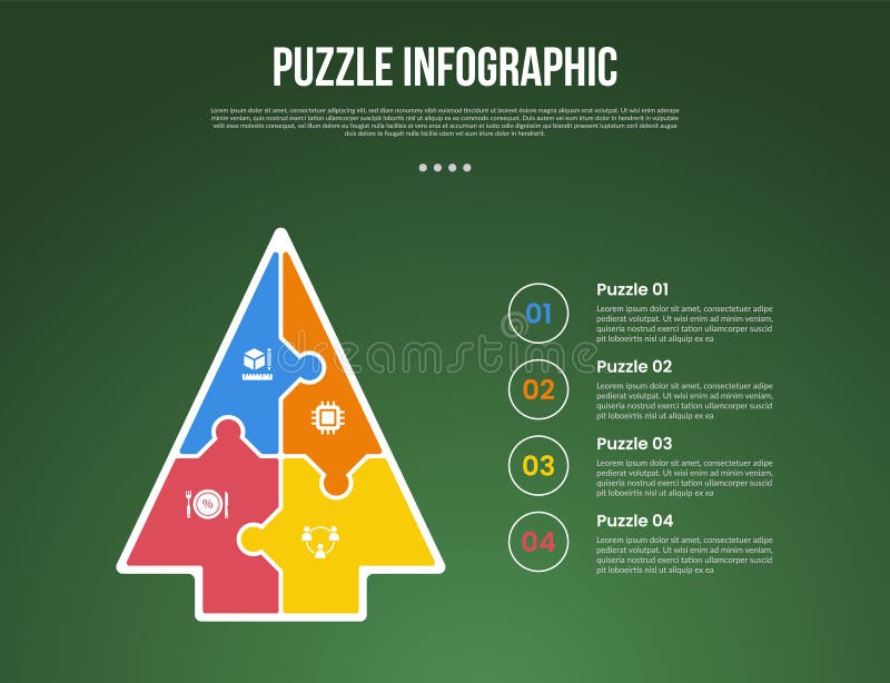 Puzzle or Jigsaw Base Infographic with Big Arrow Shape Top Direction ...