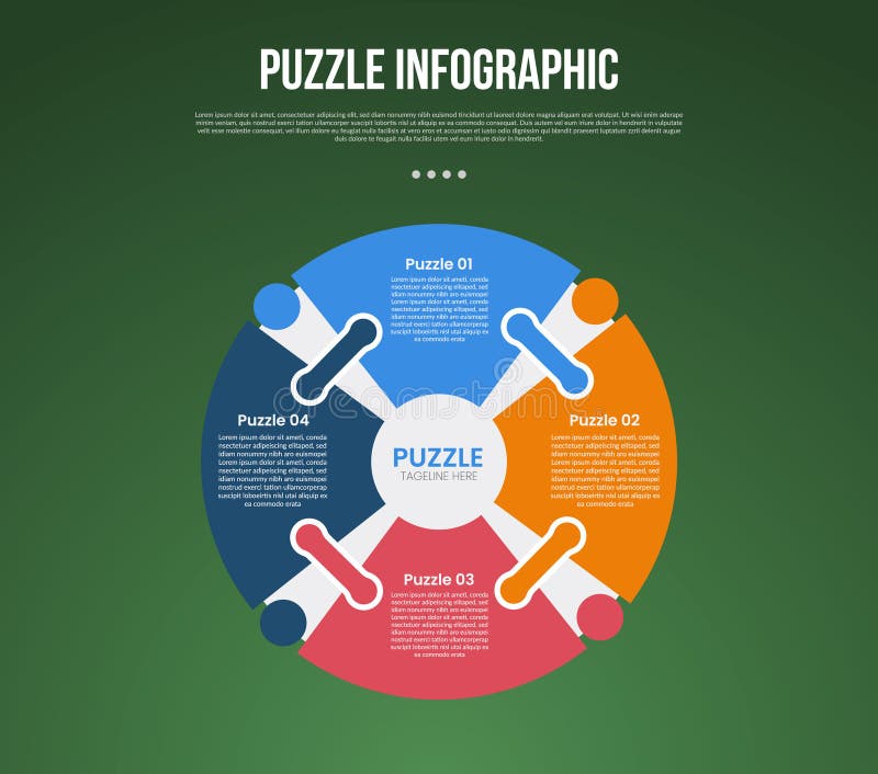 Puzzle or Jigsaw Base Infographic with Big Circle Cycle Circular with 4 ...