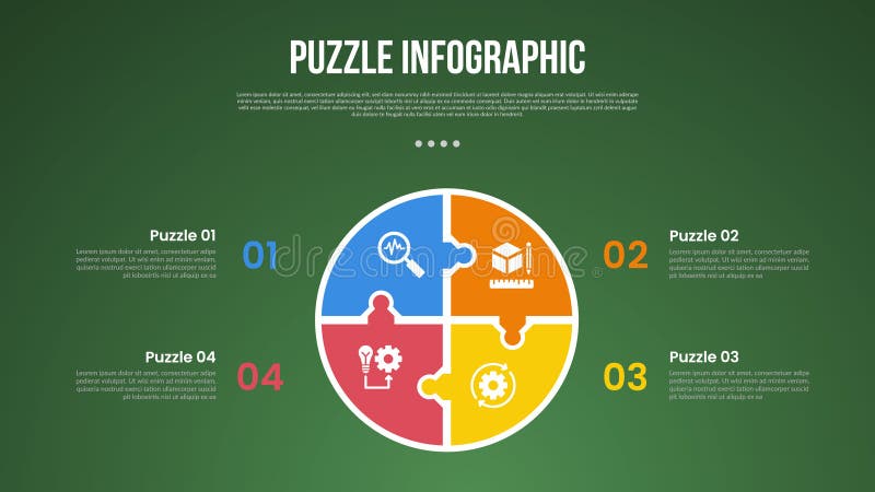 Puzzle or Jigsaw Base Infographic with Big Circle Outline on Center ...