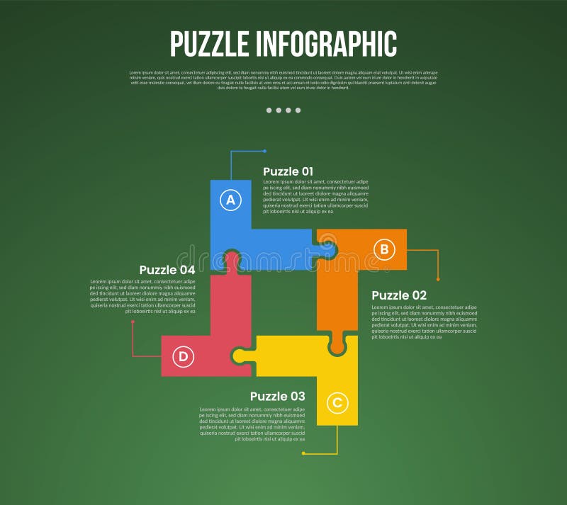 Puzzle or Jigsaw Base Infographic with Long Rectangle Shape on Cycle or ...