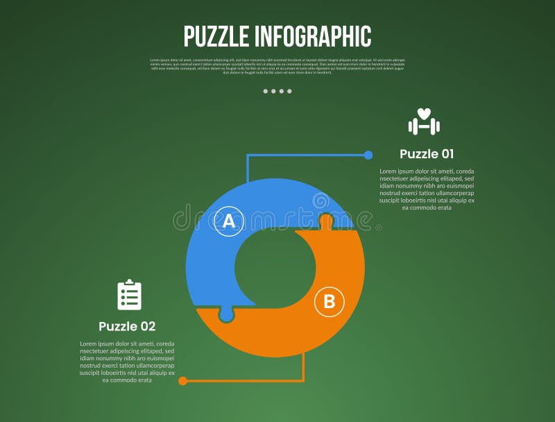 Puzzle or Jigsaw Base Infographic with Outline Circle Comparison and ...