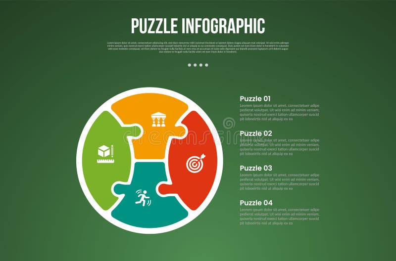 Puzzle or Jigsaw Base Infographic with Outline Circle on Left Side ...