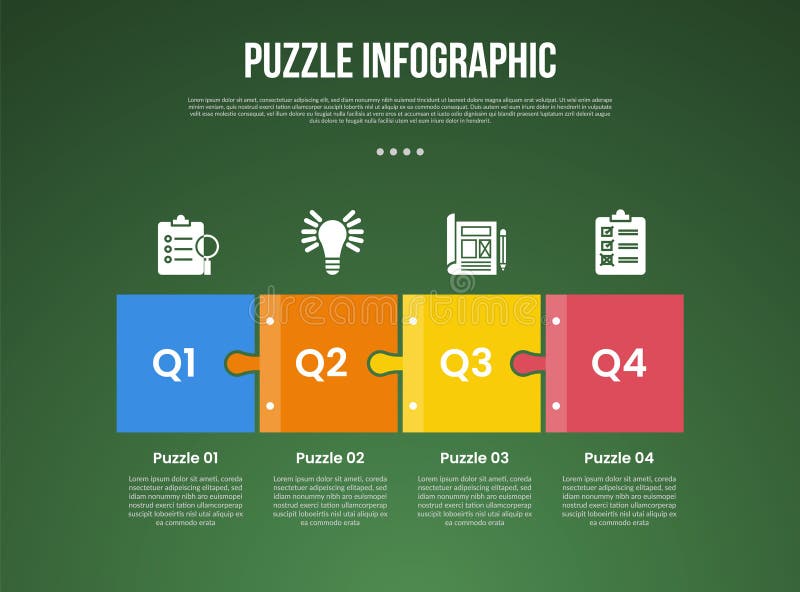 Puzzle or Jigsaw Base Infographic with Square Shape Box on Horizontal ...