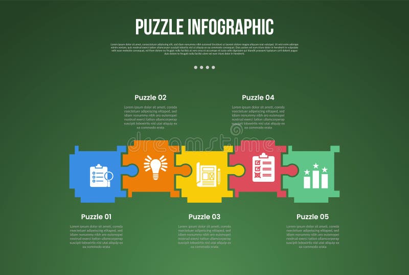 Puzzle or Jigsaw Base Infographic with Square Shape Up and Down on ...