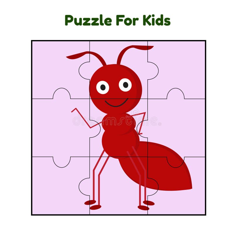 Puzzle Jigsaw Game Animal Ant for Kid Stock Vector - Illustration of ...
