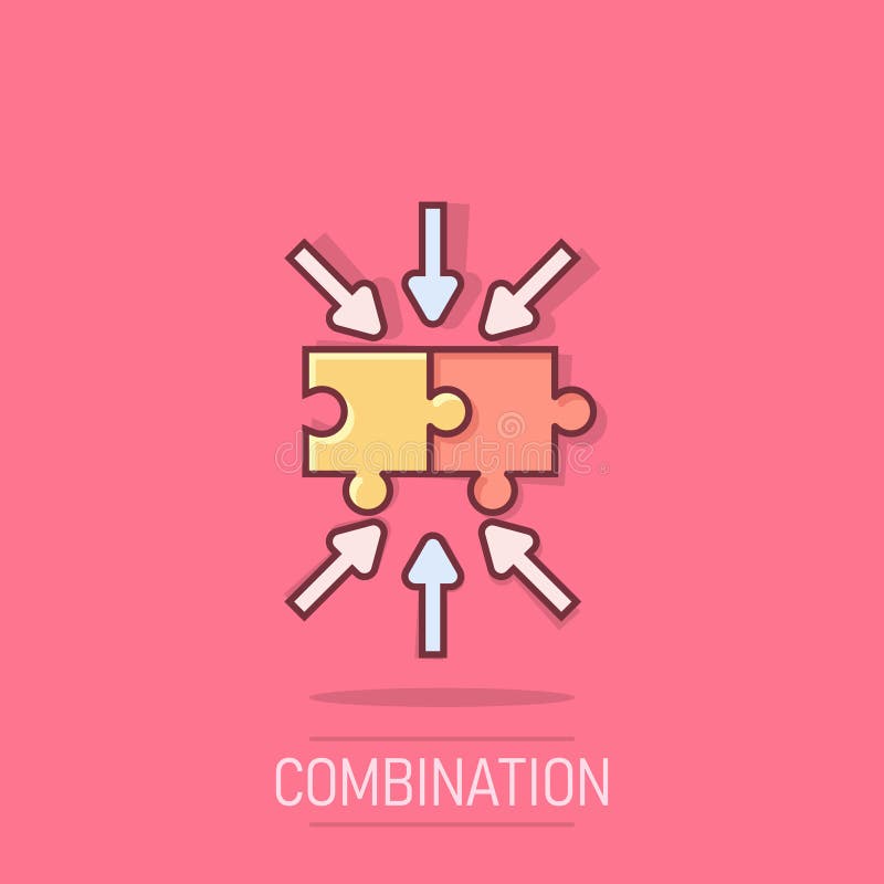 Puzzle Jigsaw Icon in Comic Style. Solution Compatible Cartoon Vector ...