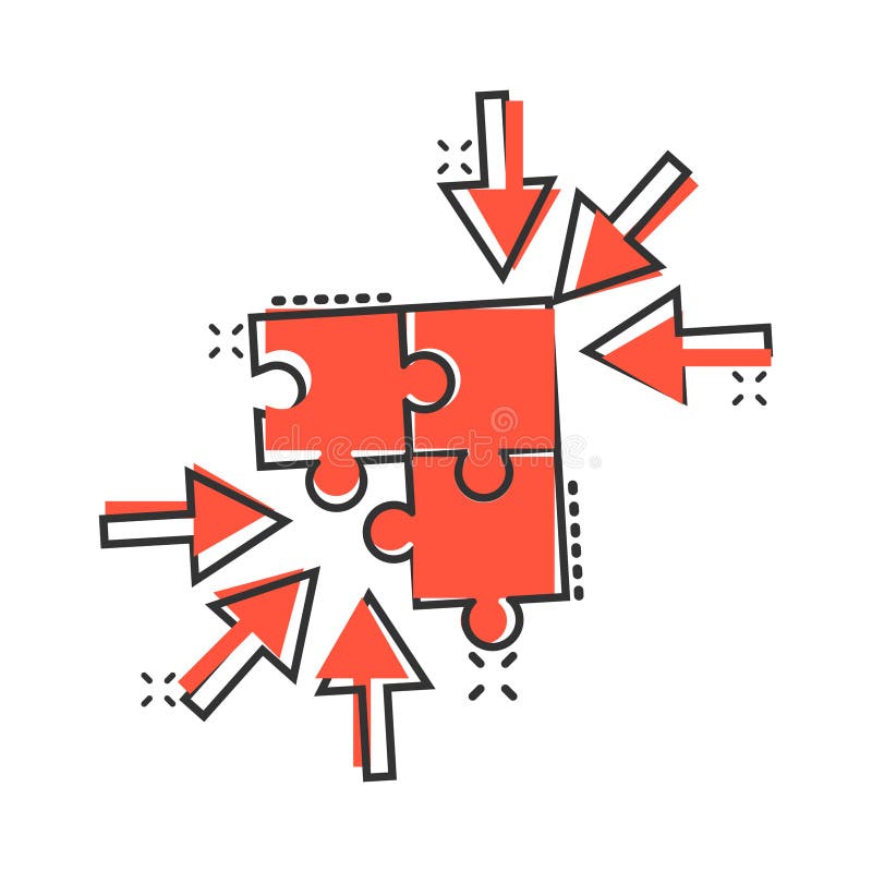 Puzzle Jigsaw Icon in Comic Style. Solution Compatible Cartoon Vector ...