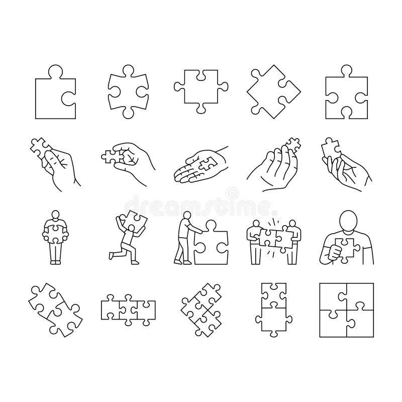Puzzle Jigsaw Piece, Business Icons Set Vector Stock Vector ...