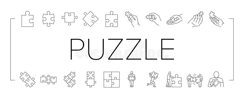 Puzzle Jigsaw Piece, Business Icons Set Vector Stock Illustration ...
