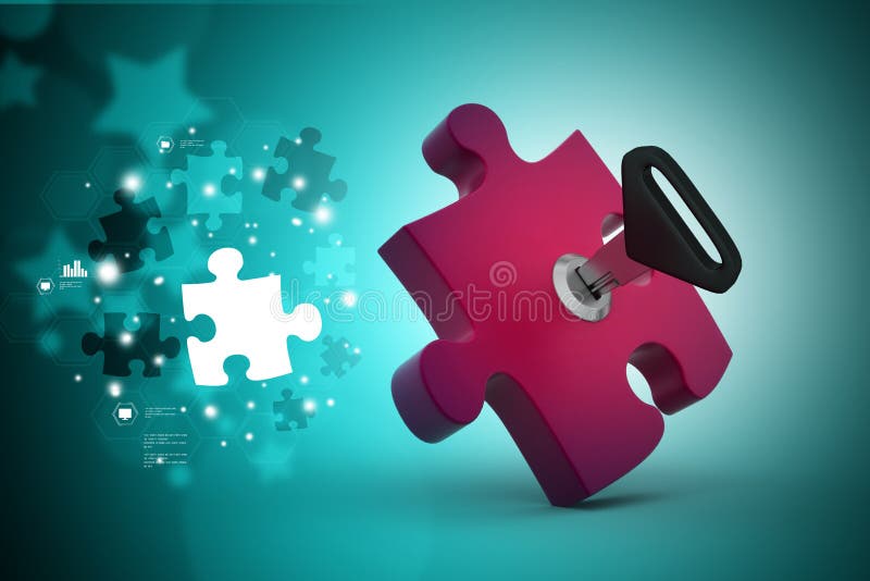 Puzzle and key stock illustration. Illustration of difficulty - 52031700