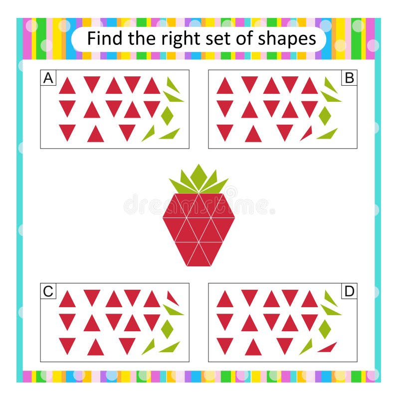 Puzzle for Kids. Attention Task. Find the Correct Set of Cartoon ...