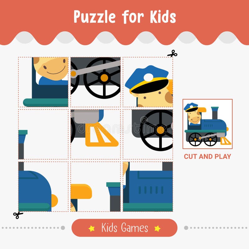 Puzzle for Kids Educational Game Children. Cut Out and Glue Puzzle ...
