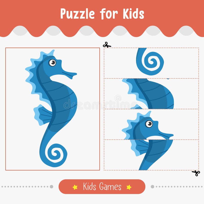 Puzzle for Kids Educational Game Children. Cut Out and Glue Puzzle ...