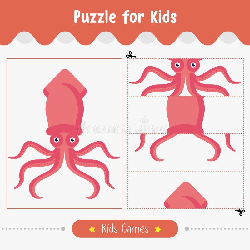 Puzzle for Kids Educational Game Children. Cut Out and Glue Puzzle ...