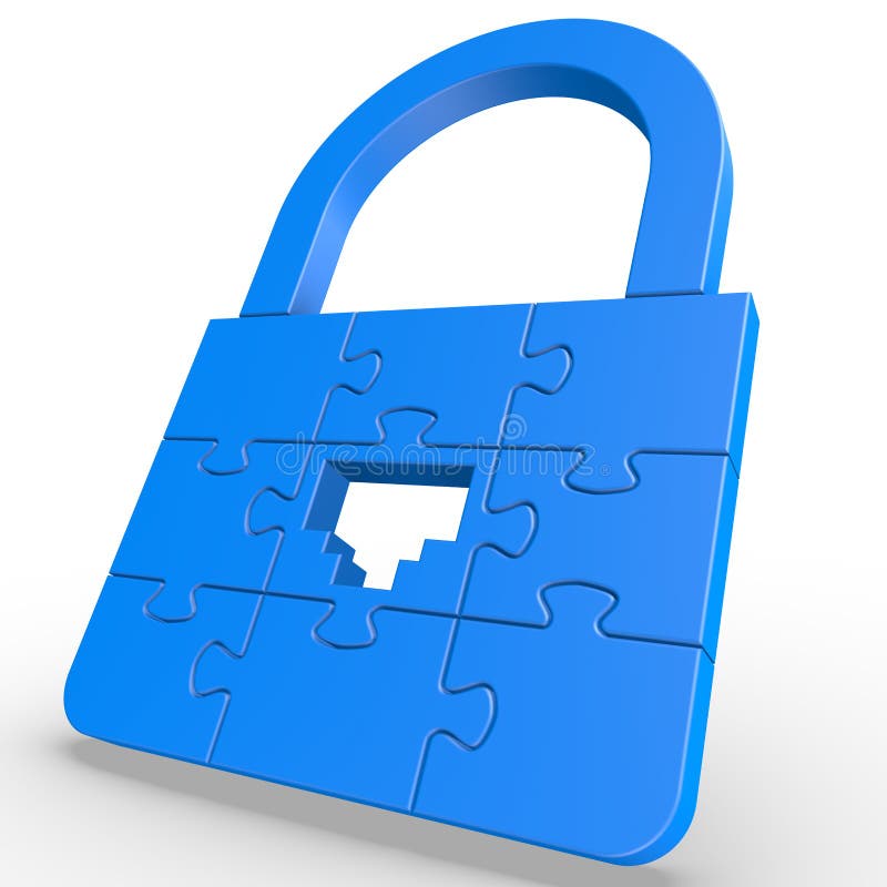 Puzzle Lock Padlock Security Concept Stock Illustration - Illustration ...
