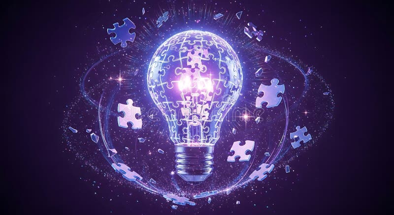 Puzzle Light Bulb - Idea Concept Stock Illustration - Illustration of ...