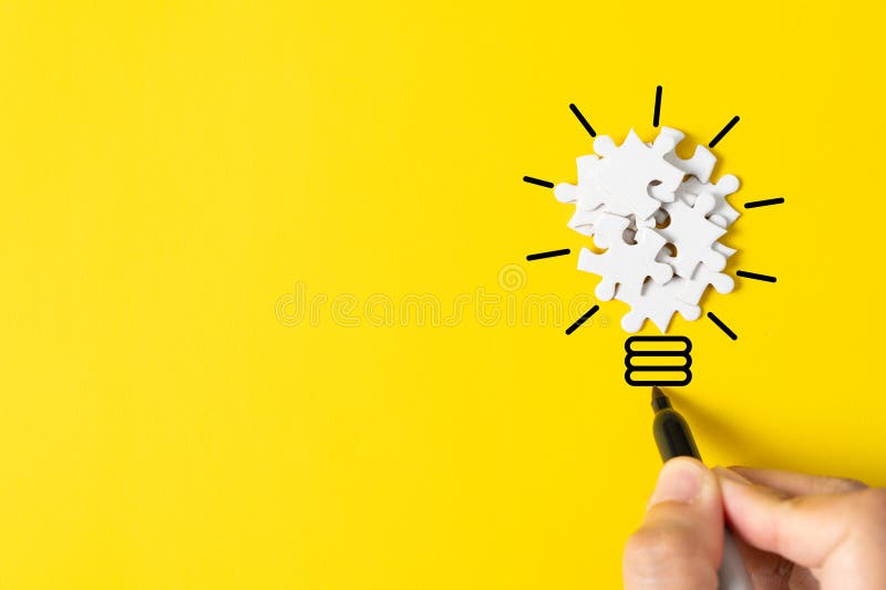 Puzzle Lightbulb Represents Innovation, Creative or Brainstorming ...