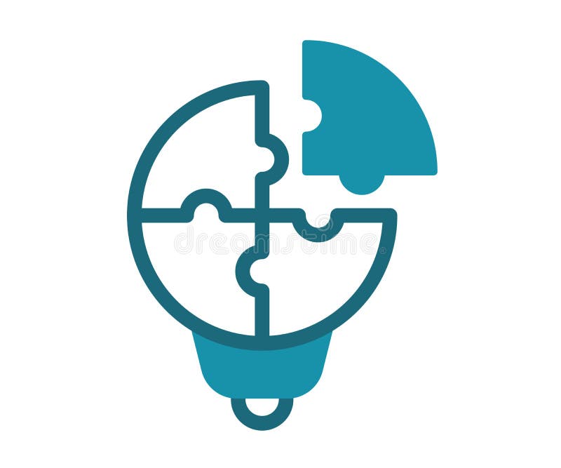 Puzzle Lightbulb Solution Solving Single Isolated Icon with Solid Line ...