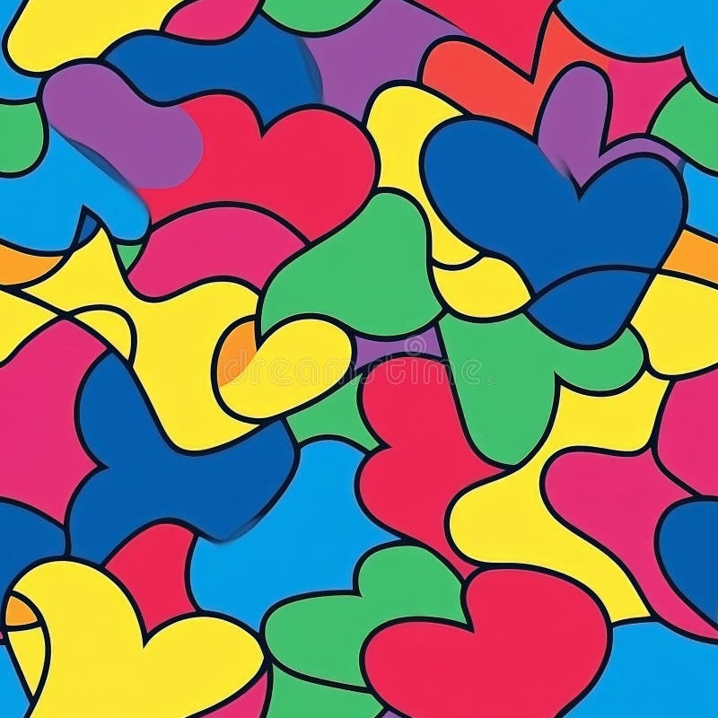 A Puzzle-like Heart Pattern, Where Interlocking Hearts Create a Unique ...