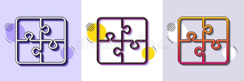 Puzzle Line Icon. Engineering Strategy Sign. Halftone Dotted Pattern ...